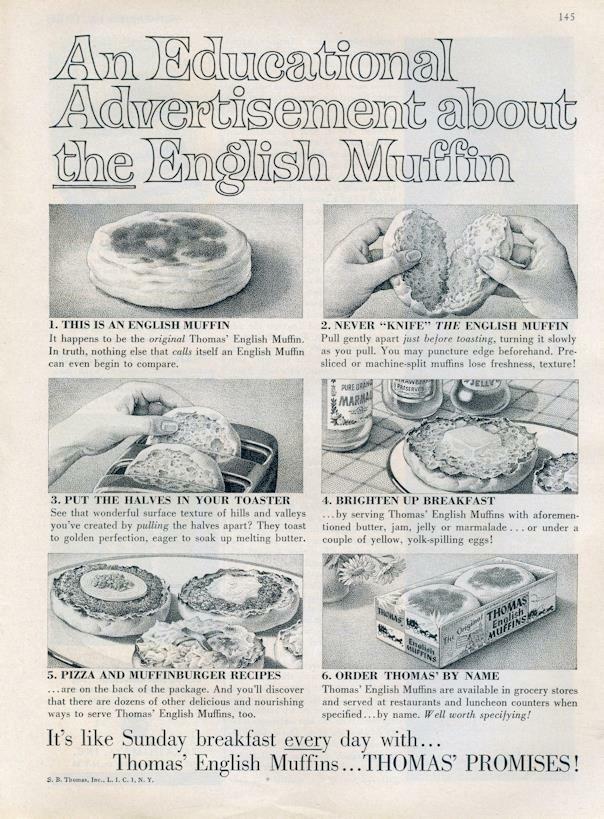 1960 Thomas English Muffins PRINT AD Educational AD about Muffins | eBay