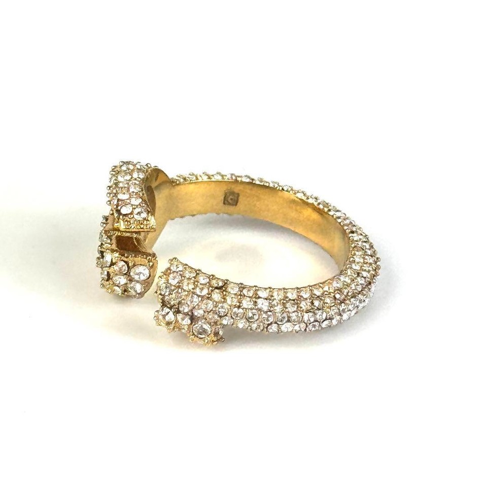 Gucci GG Marmont Double G Rhinestone Gold tone Ring US6.5-7 With ...