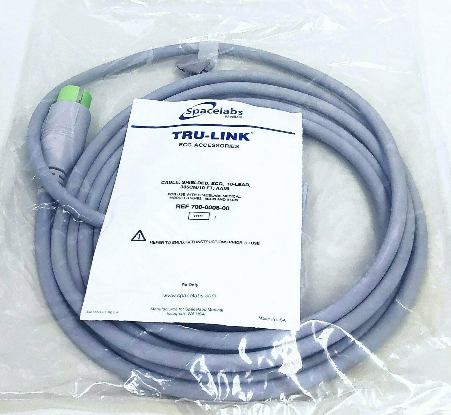 Spacelabs TruLink 10 Lead ECG Shielded 10ft Trunk Cable 700-0008-00 for ...