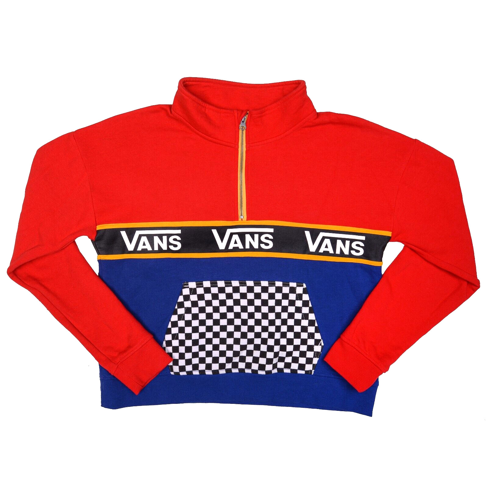 VANS Half Zip Colorblock Checkerboard Pullover Sweats… - Gem