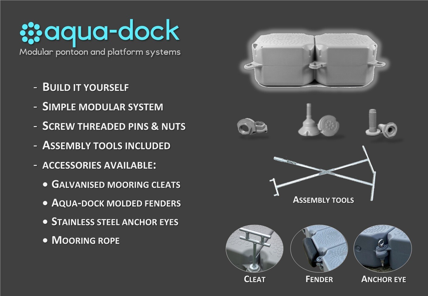 AQUA-DOCK 3m x 2m Floating Modular Pontoon / Raft (incl. handrails ...