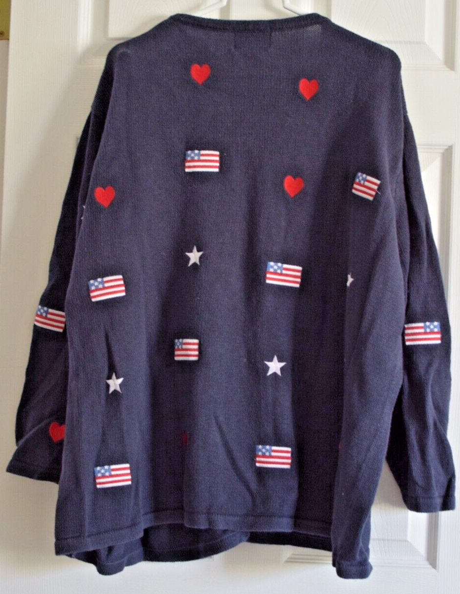 Quacker Factory 3X American Flag Navy Blue 4th of July USA Cardigan ...