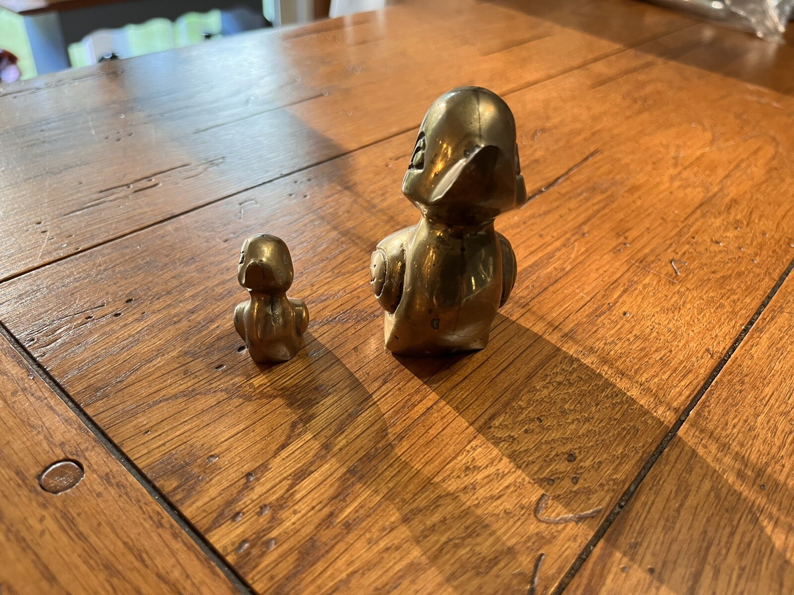 VINTAGE SET OF 2 SMALL SOLID BRASS DUCK FIGURES PAPERWEIGHTS LEONARD ...