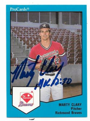 MARTY CLARY 1989 PROCARDS AUTOGRAPHED SIGNED # 826 RICHMOND BRAVES | eBay