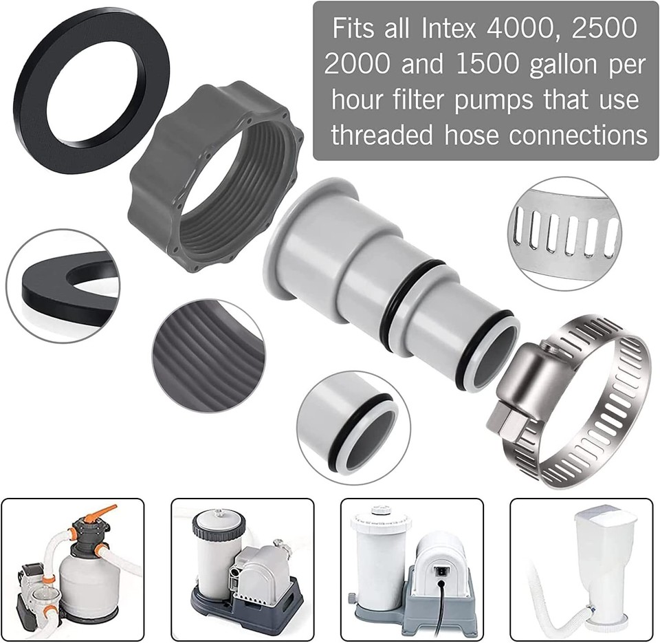 2Pcs Adapter Pool Drain Pump Replacement Hose Accessories Set For Intex ...