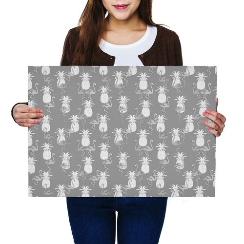 A2 - Cute Pineapple Flamingo Tropical Print Poster 59.4X42cm280gsm(bw ...
