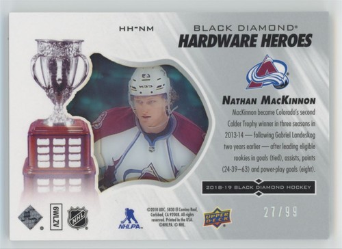 2018-19 Upper Deck Black Diamond Hardware Heroes 27/99 Nathan MacKinnon ...