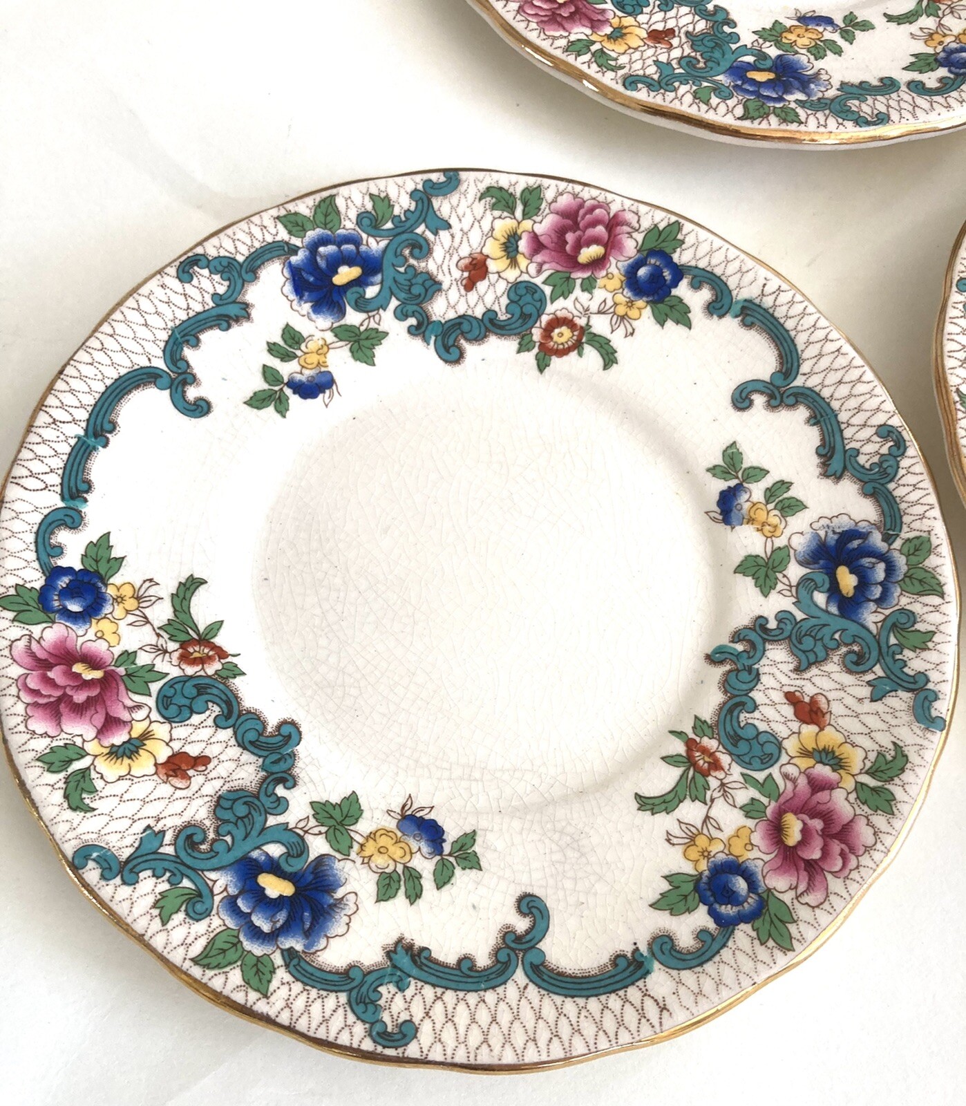 3 Vintage 30s UK Royal Cauldon Plates Fine China Victoria Floral ...