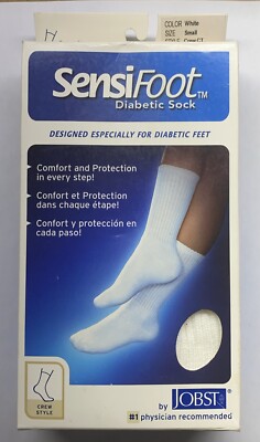 Jobst SensiFoot Diabetic CREW Socks Unisex Small White 7-9 Women 6-8 ...