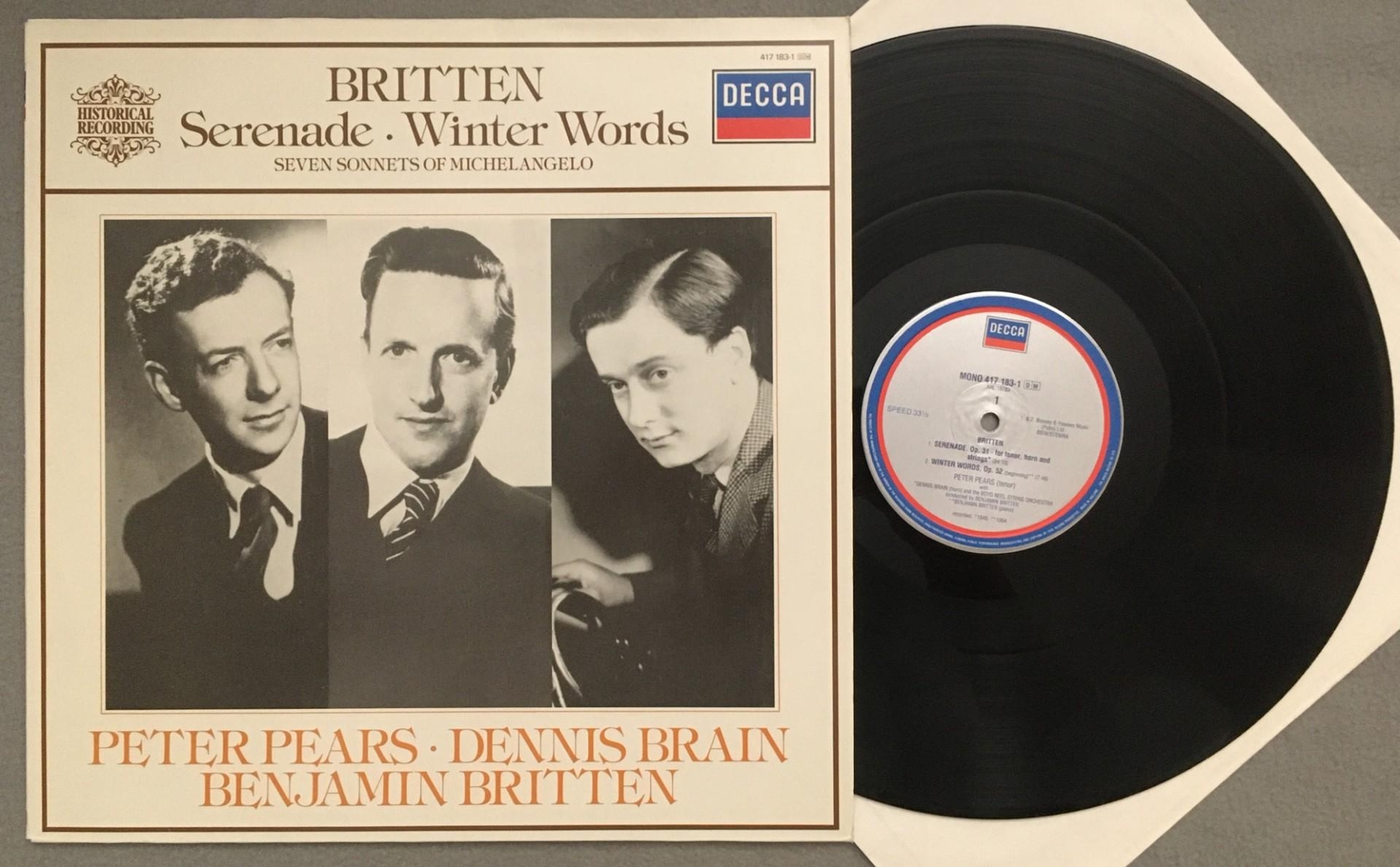 L811 Britten Serenade Winter Words Pears Brain Britten DECCA 417 183-1 ...