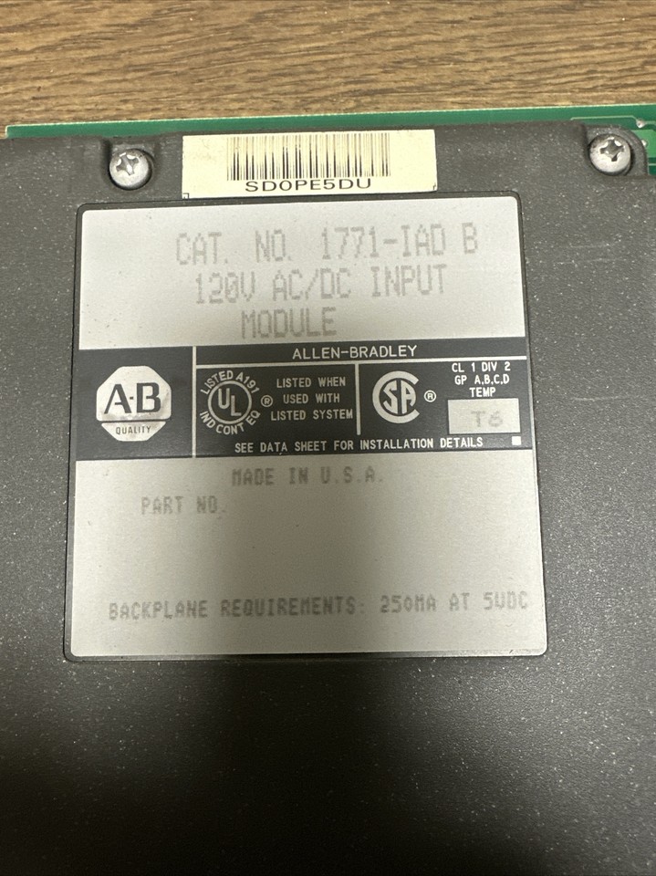Allen Bradley,1771-IAD B,120V AC/DC Input Module | eBay