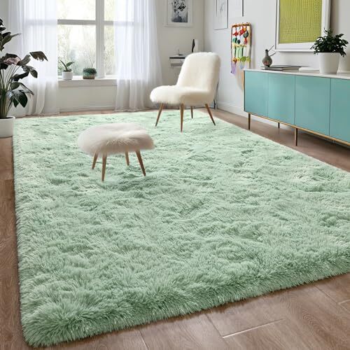 DweIke Extra Large Fluffy Area Rug, 9x12 Feet Sage Modern 9 ft x 12 ft ...