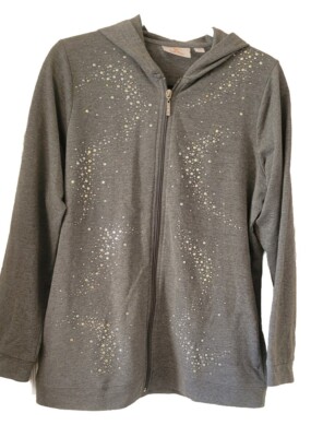 Quacker Factory Bling Stardust Zipper Hoodie Gray Sz S Worn Once No ...