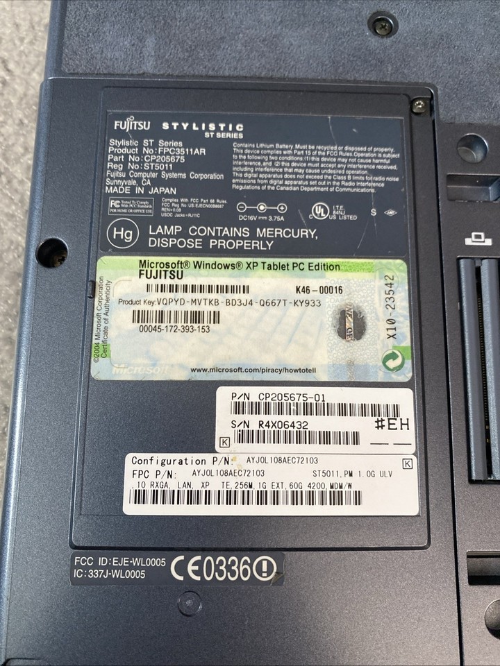 *READ* Vintage Fujitsu Stylistic ST5011 Tablet PC Windows XP | eBay