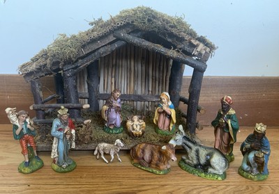 Vintage Italian Nativity Set Christmas Manger Scene 10 Figures Made In ...