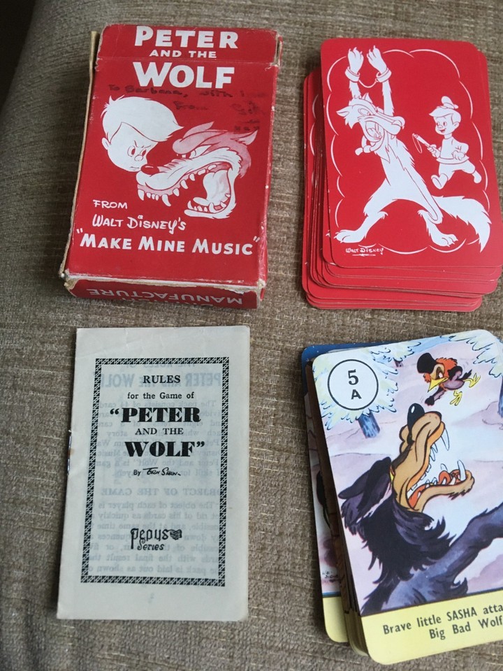 1947 WALT DISNEYS PETER & THE WOLF CARD GAME BY PEPYS COMPLETE + RULES ...