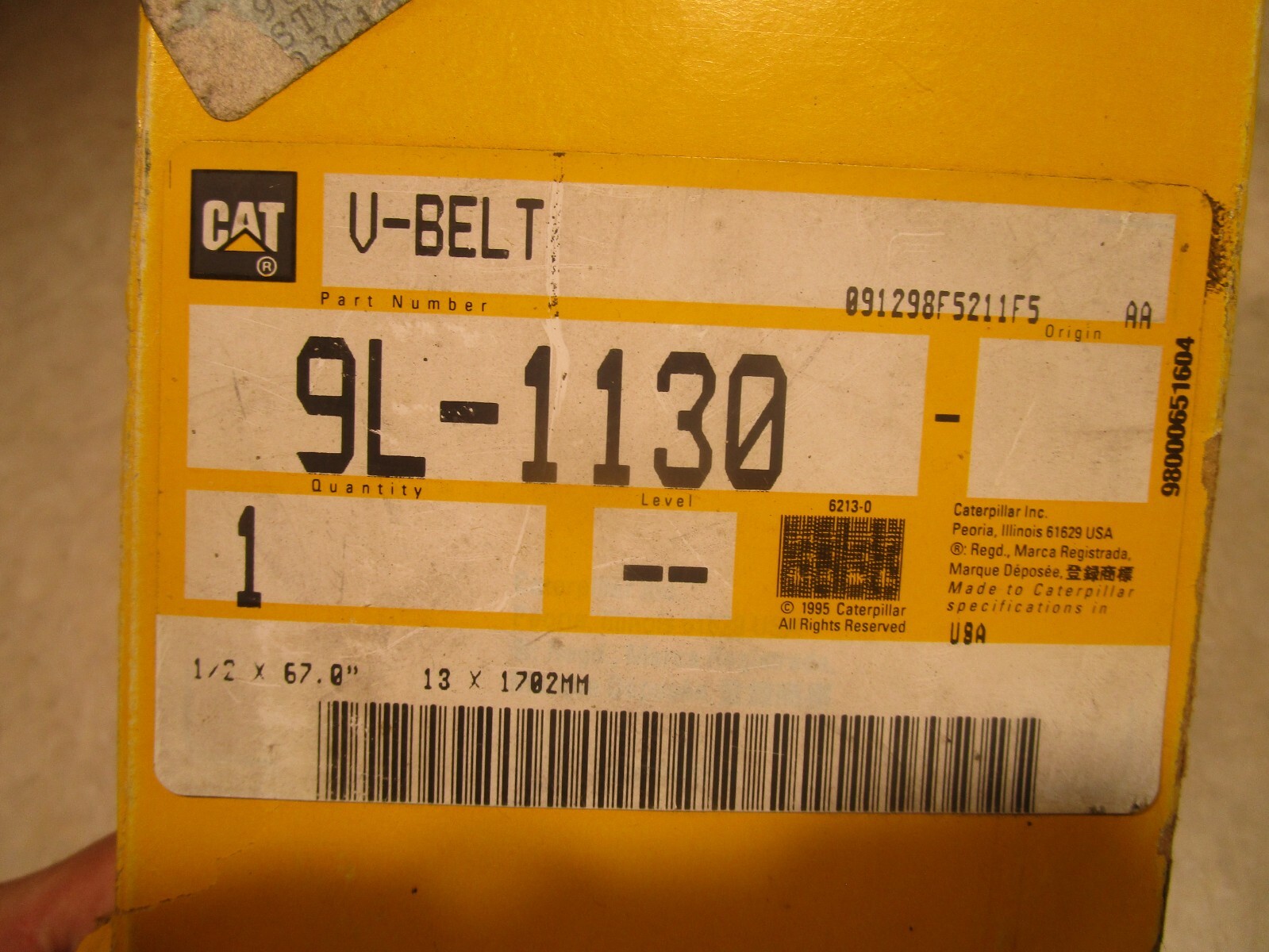 CAT 9L-1130 V BELT, S0480 | eBay