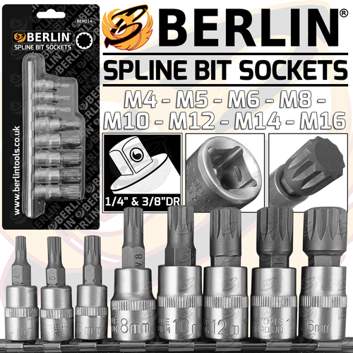 SPLINE BIT Socket Set 1/4" & 3/8" Drive M4-M16 Spline Bits Sockets ...