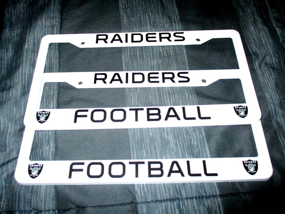 TWO (2) LAS VEGAS RAIDERS EMBOSSED LICENSE PLATE FRAMES #04 - NEW | eBay