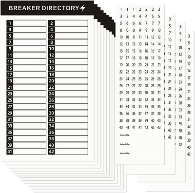 16 Sheets Breaker Panel Labels Electrical Box Sticker Numbers Breaker ...