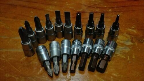 25x 1/4" Dr socket bit SL PH PZ 0 1 Hex 3 4 5 6 8MM Torx T 8 10 15 20 ...