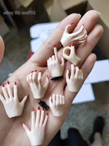 1:6 Nail Finger Hands Shape Props Replaceable Fit 12in Female Pale ...