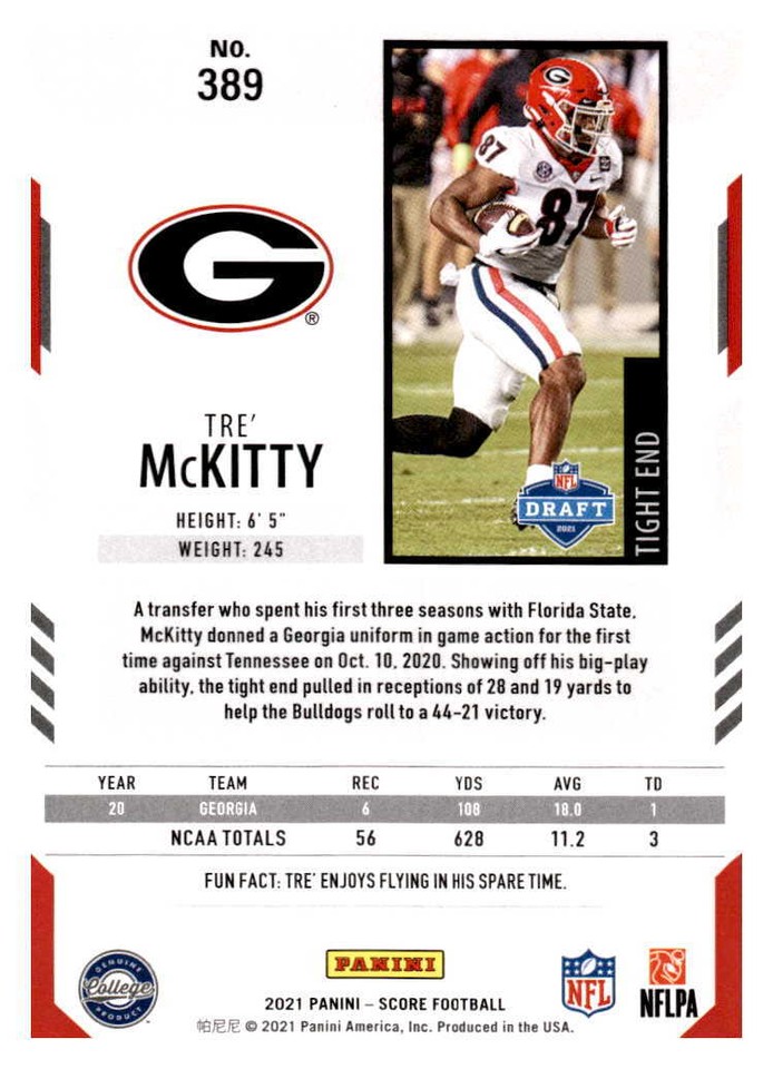 2021 Score Tre' McKitty RC 389 | eBay