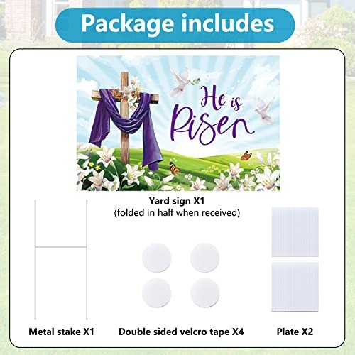 Easter He is Risen Yard Signs with Metal Stakes Outdoor Decorations ...