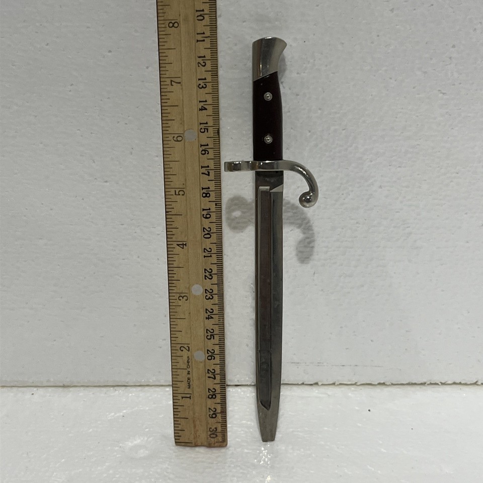 Vintage unmarked bayonet shaped letter opener 8" metal not sharp blade ...