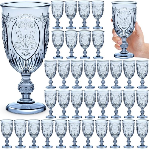 36 Pack Plastic Goblets 10oz Upgrade Vintage Water Goblet Plastic Wine ...