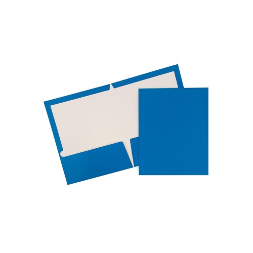 JAM Paper Laminated Two-Pocket Glossy Presentation Folders Royal Blue ...