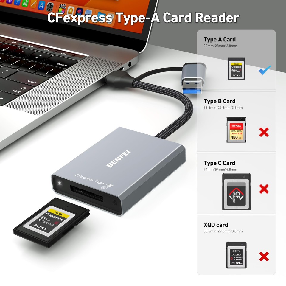 BENFEI CFexpress Type A Card Reader with USB 3.2 (Gen Typ A, Grey | eBay