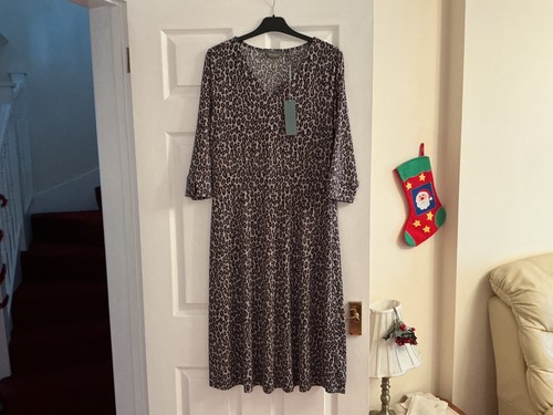 Ruth Langsford Leopard Jersey Midi Stretch Dress Grey Black Fit & Flare ...