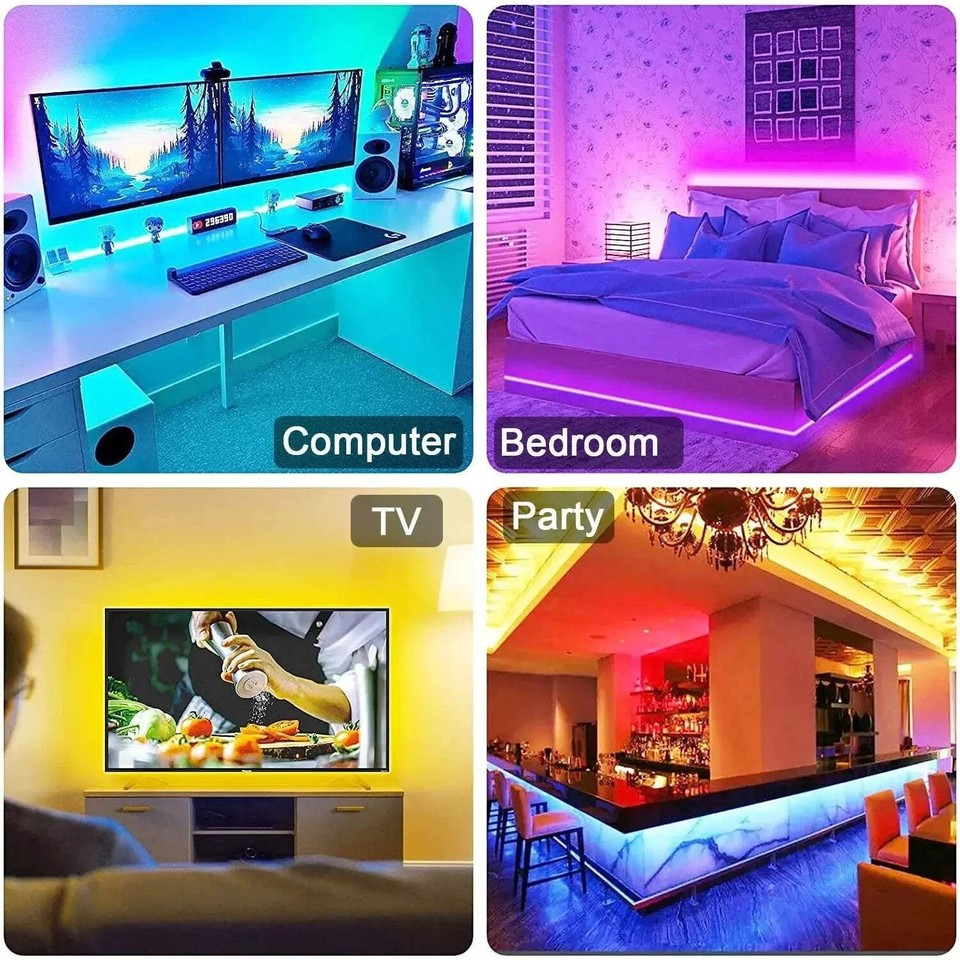 RGB LED Strip Light SMD 5050 USB Remote&APP Control Bluetooth Flexible ...