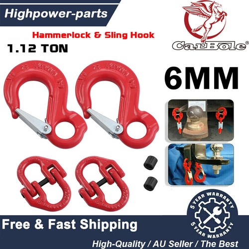 2pack 6mm Hammerlock Sling Hook Safety Chain Caravan Trailer Connecting ...