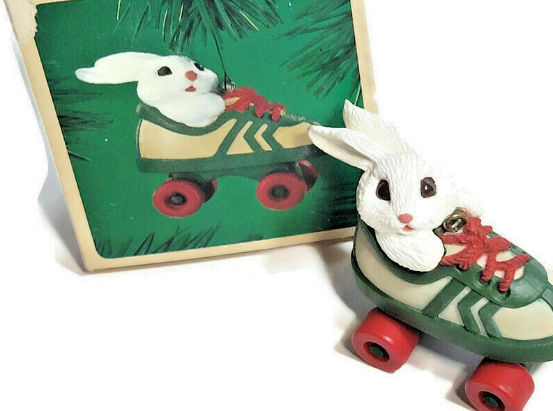 Christmas Hallmark Ornament Handcrafted Roller Skating Rabbit Design ...