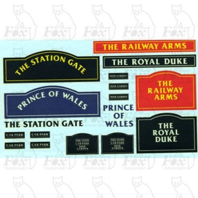 Fox Transfers 4mm OO 1/76 Scale - Pub Signs 1, The Railway Arms, Royal ...