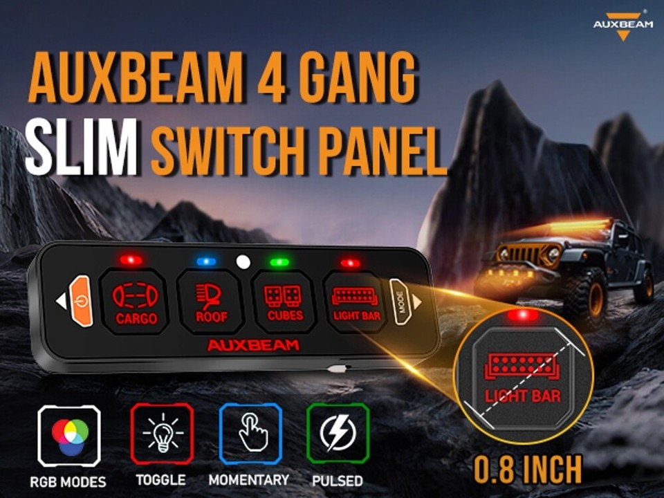 AUXBEAM Universal Slim RGB 4 Gang Switch Panel Led Lights ON-Off ...