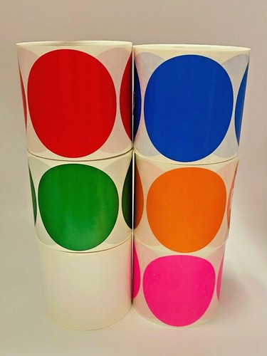 6 Rolls of 500 3" Round Variety Pack Color coded Inventory Dots Labels ...