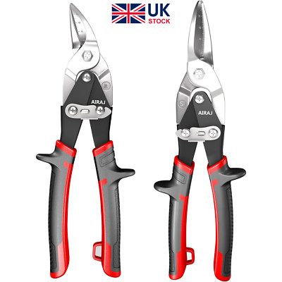 AIRAJ Tin Snips Set Heavy Duty Straight/Right Cut Shearing Iron Metal ...