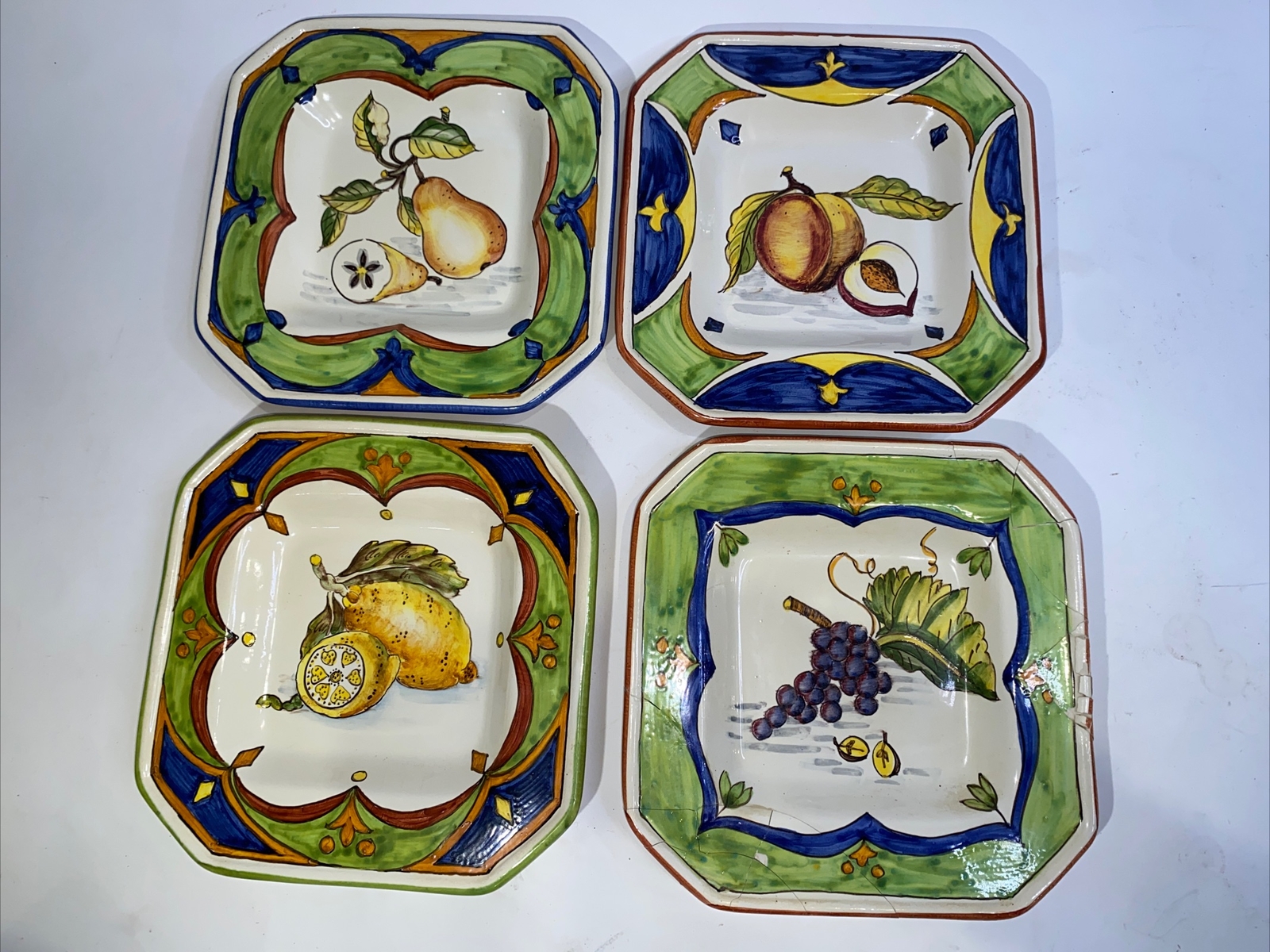Set Of 4 HORCHOW Italy Salad Plates Stoneware Hand Painted (wall Decor ...