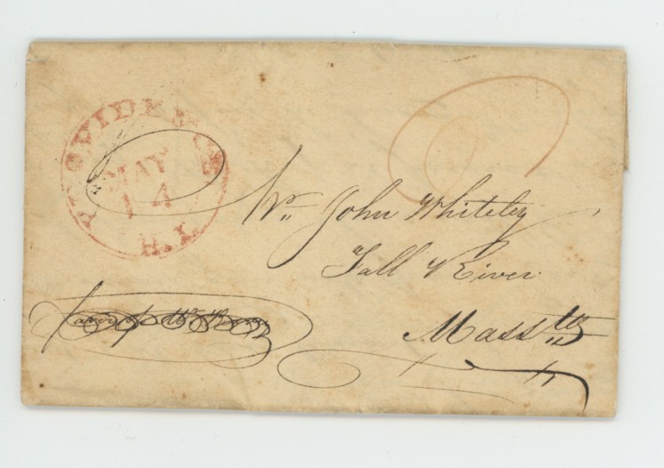 Mr Fancy Cancel Stampless Providence RI Fall River Mass 1829 FLS #13 | eBay