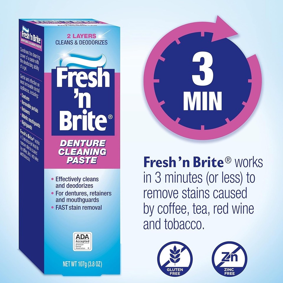 Fresh 'n Brite Denture Cleaning Paste, 3.8 Ounce (Pack of 3) | eBay