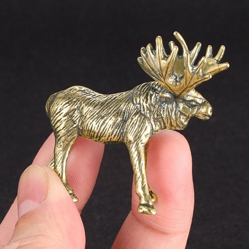 Solid Brass Elk Figurine Deer Statue Animal Figurines Toys Desktop ...