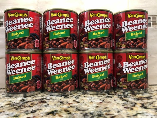 8 CANS Van Camp's Baked Beanee Weenee 7.75 oz can Beans Franks Hot Dogs ...