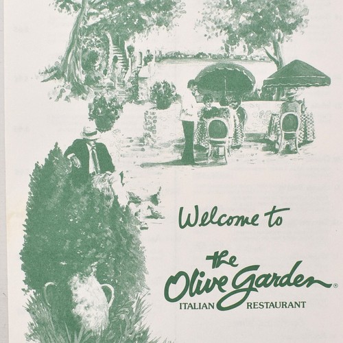 1992 Olive Garden Restaurant Menu 315 Coliseum Boulevard West Fort ...