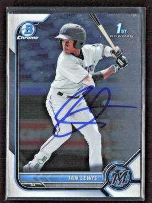 Ian Lewis Signed Autograph 2022 1st Bowman Chrome Prospect #BCP-96 ...