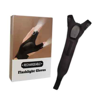 1 pair LED Flashlight Gloves USB Rechargeable Comfortable Fishing Light ...