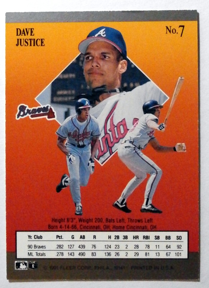 DAVE JUSTICE - 1991 Fleer Ultra - Atlanta Braves | eBay