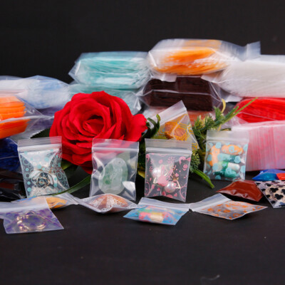 100x Colorful Small Plastic Bag Grip Self Seal Resealable Plastic Baggy ...